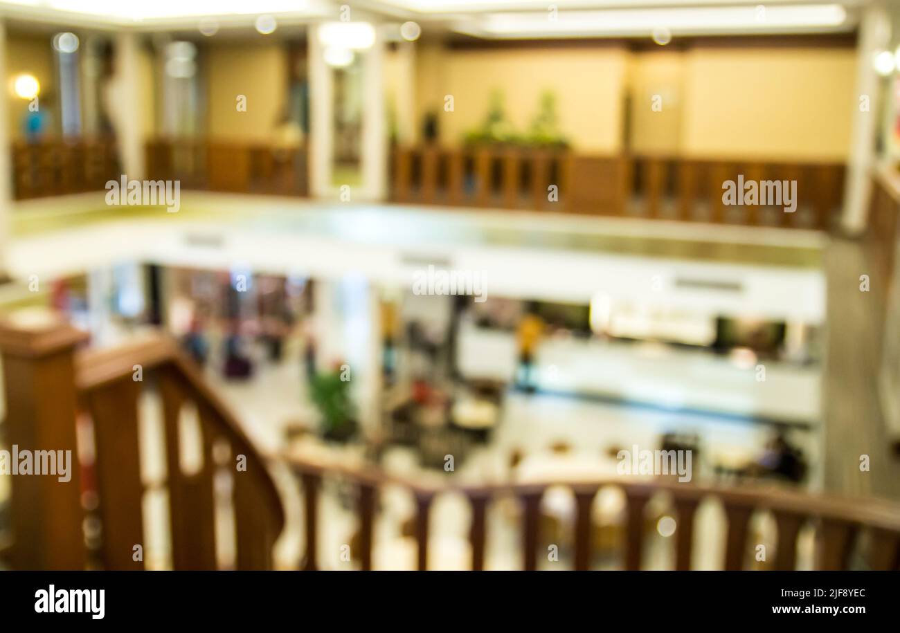 Blur image of hotel reception with bokeh on day time for background and ...