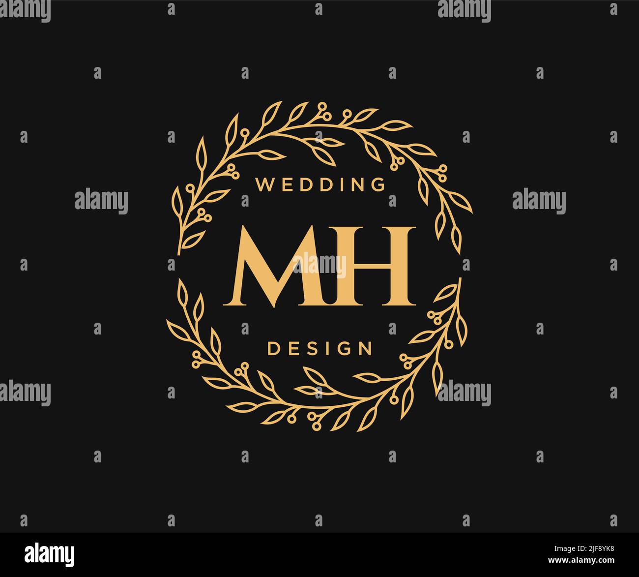 MH Initials letter Wedding monogram logos collection, hand drawn modern ...