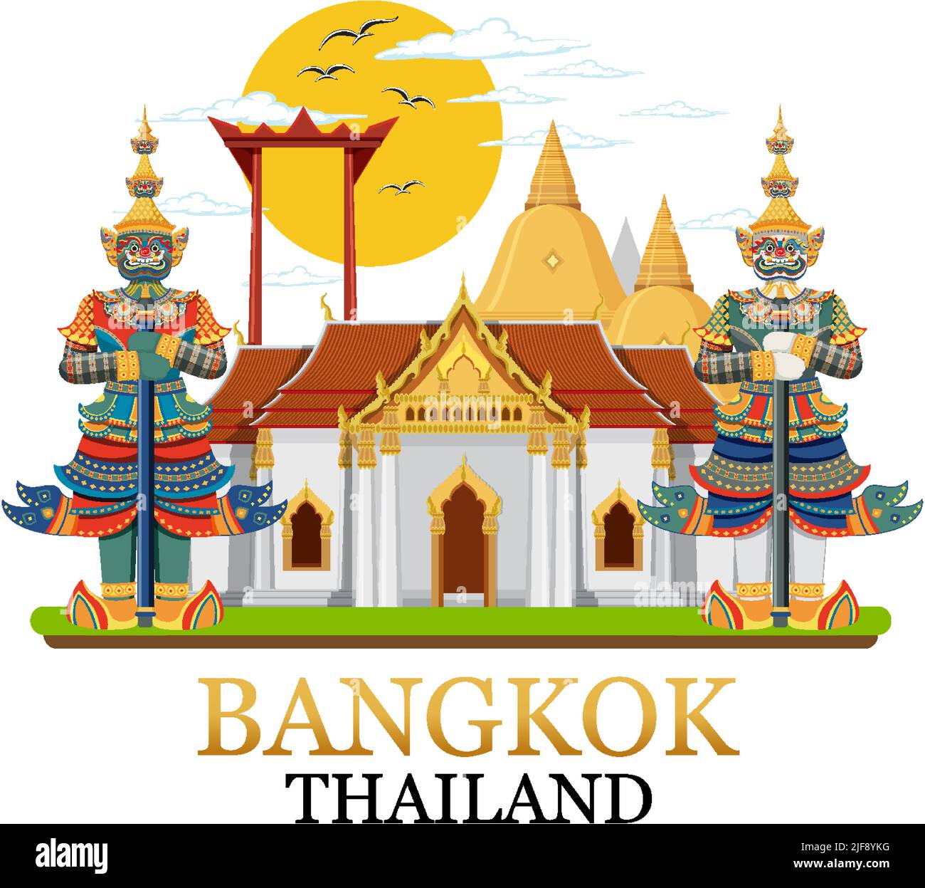 Bangkok Thailand Landmarks Logo Banner illustration Stock Vector Image ...