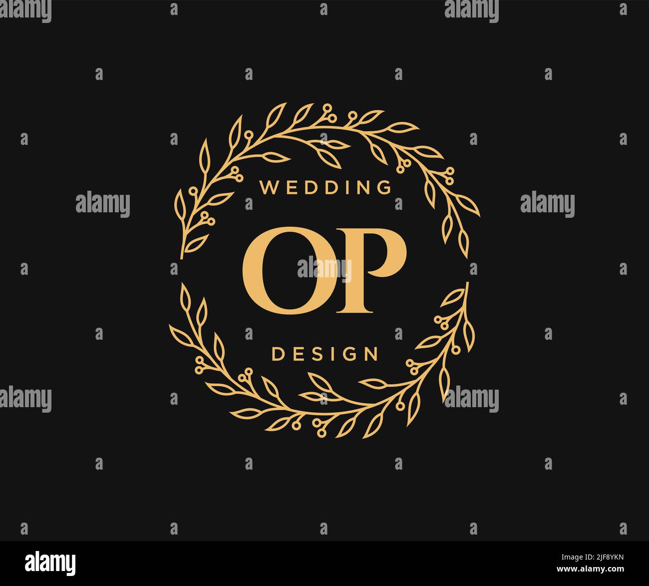 OP Initials letter Wedding monogram logos collection, hand drawn modern ...