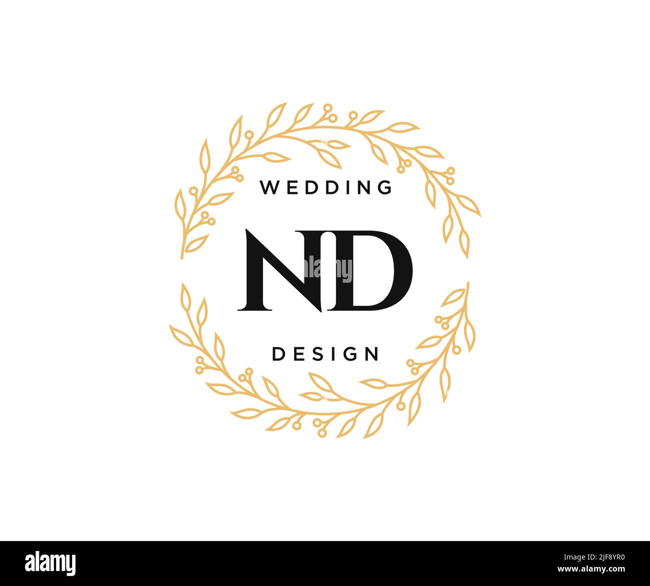 ND Initials letter Wedding monogram logos collection, hand drawn modern ...