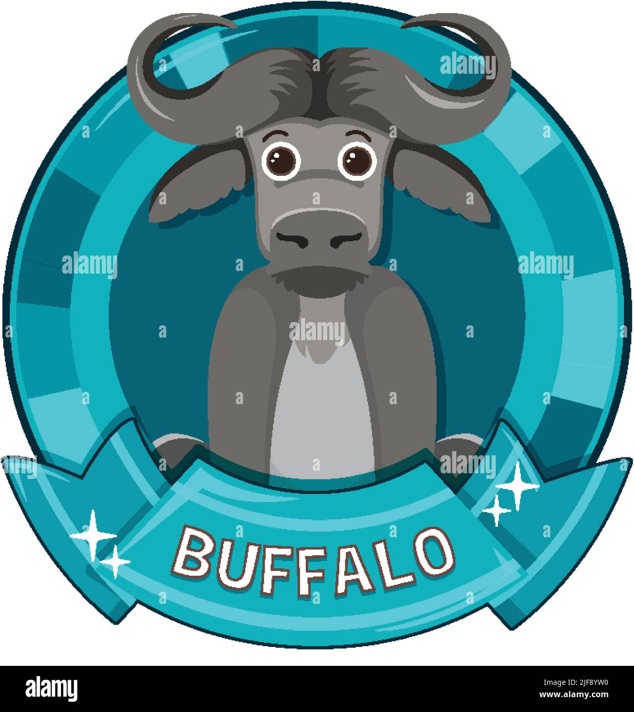 Cute buffalo cartoon badge illustration Stock Vector Image & Art - Alamy