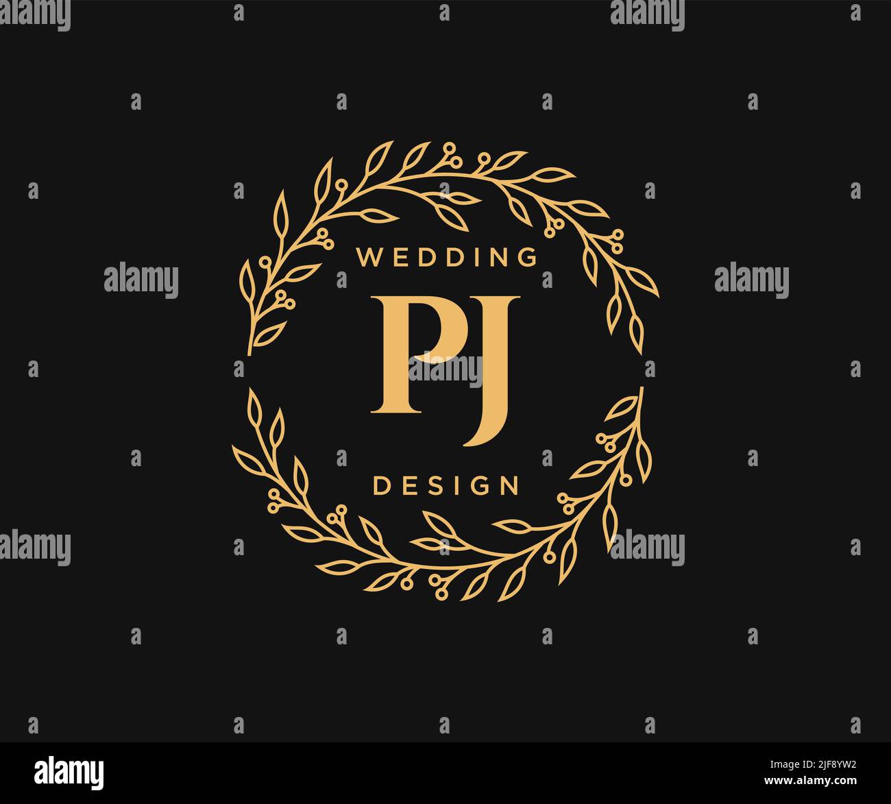 PJ Initials letter Wedding monogram logos collection, hand drawn modern ...