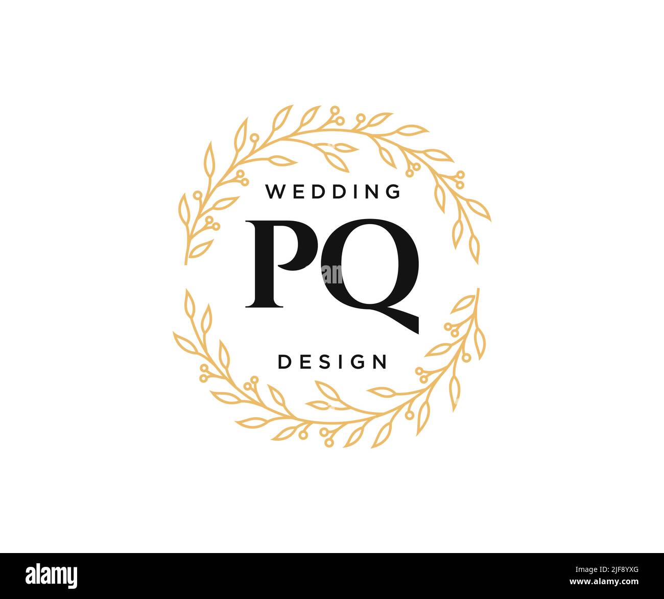PQ Initials letter Wedding monogram logos collection, hand drawn modern ...