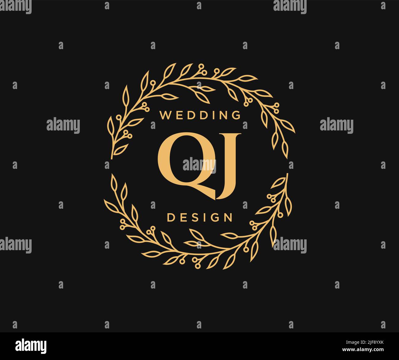 QJ Initials letter Wedding monogram logos collection, hand drawn modern ...