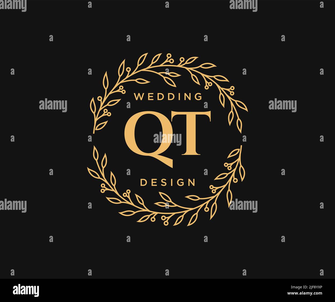 QT Initials letter Wedding monogram logos collection, hand drawn modern ...