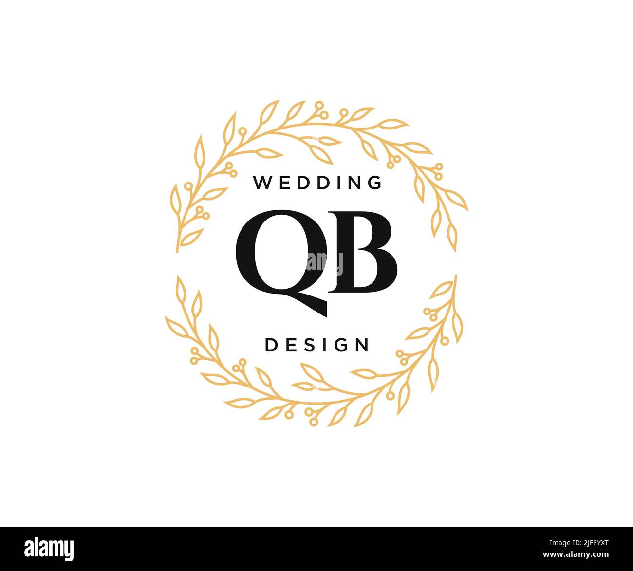 QB Initials letter Wedding monogram logos collection, hand drawn modern minimalistic and floral ...