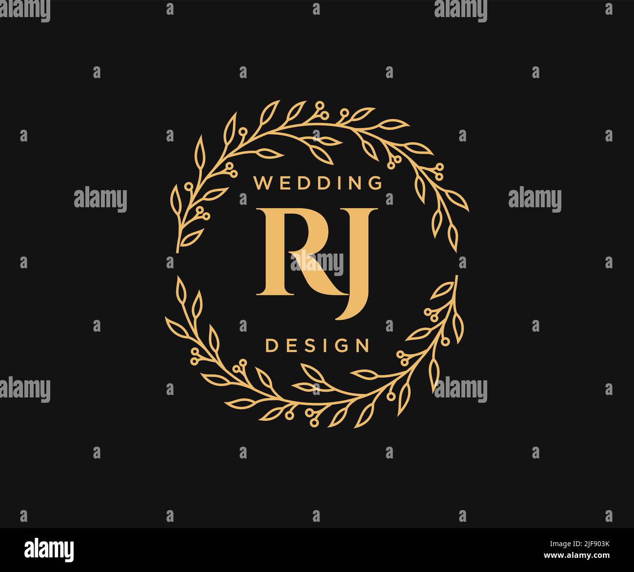 RJ Initials letter Wedding monogram logos collection, hand drawn modern ...