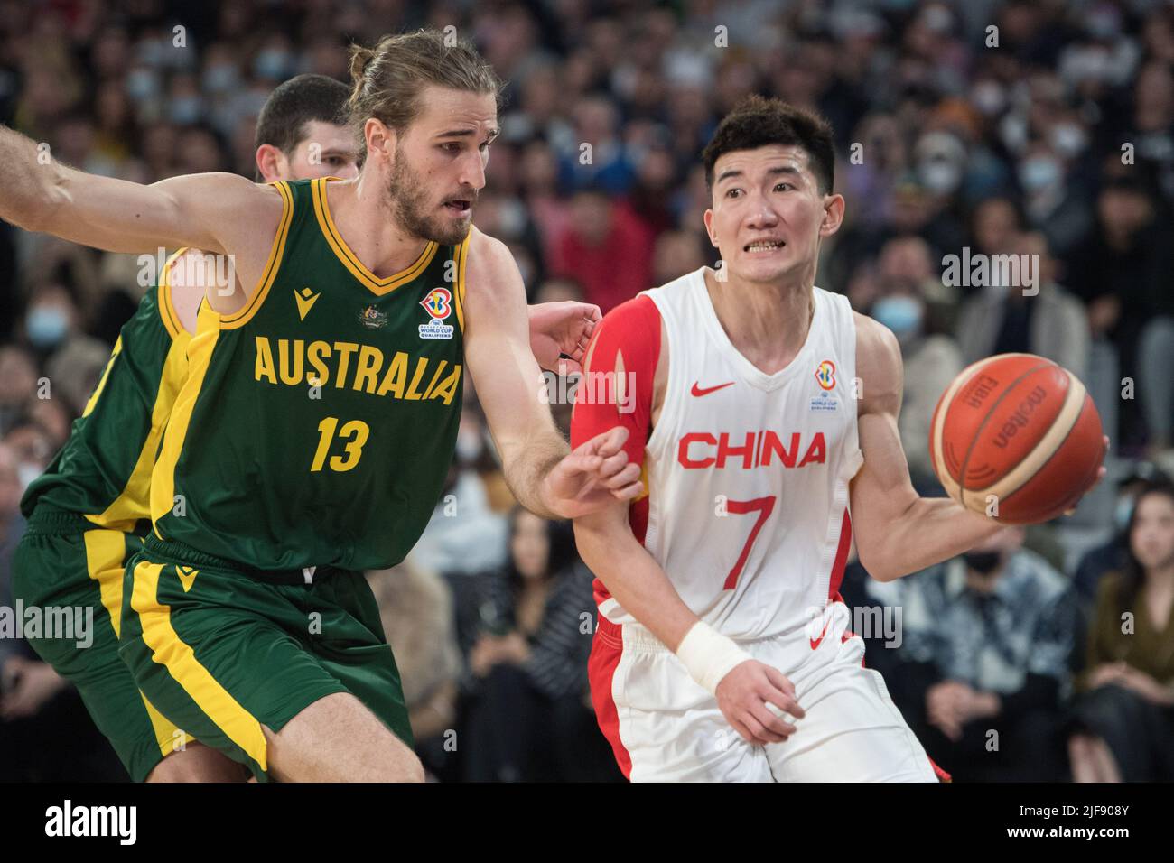 Melbourne, Australia. 30th June, 2022. Sam Froling (L) of Australia ...