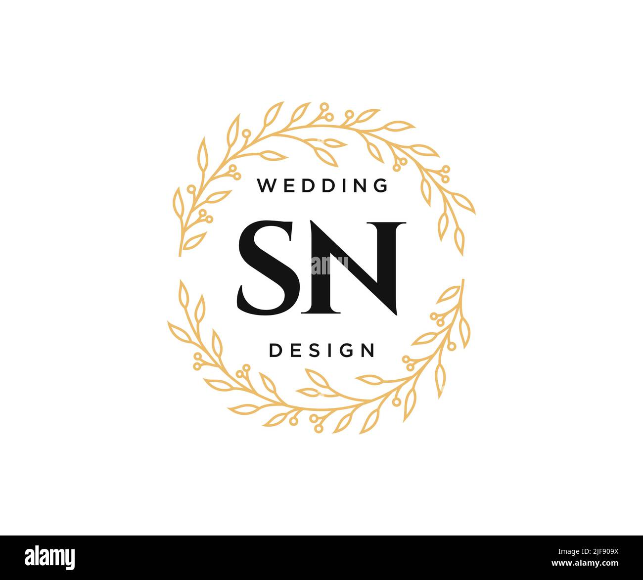 SN Initials letter Wedding monogram logos collection, hand drawn modern ...