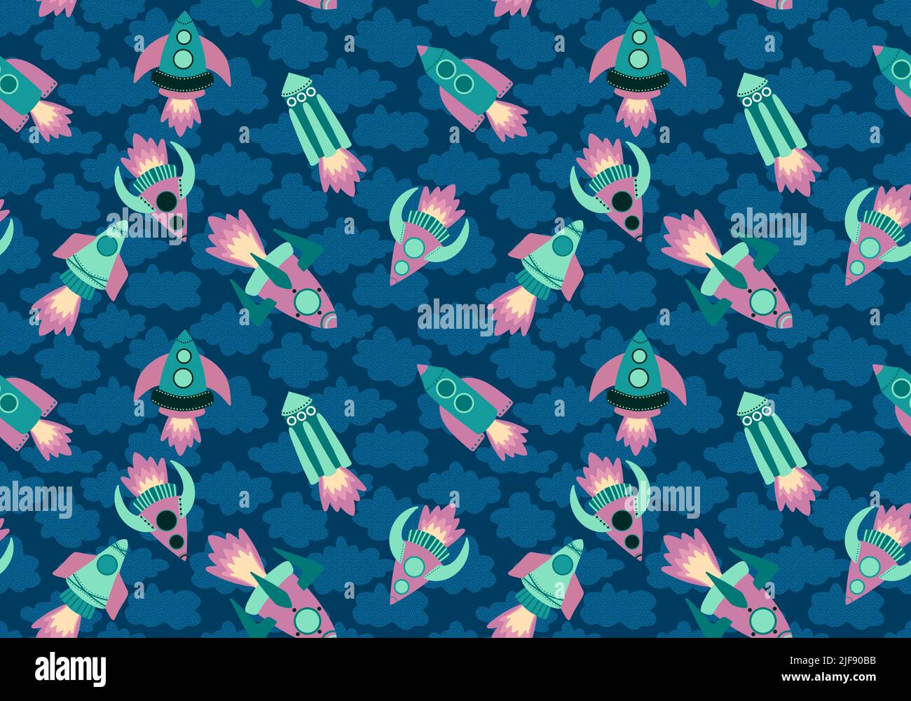 Cartoon seamless spaceship pattern for fabrics and kids and school ...
