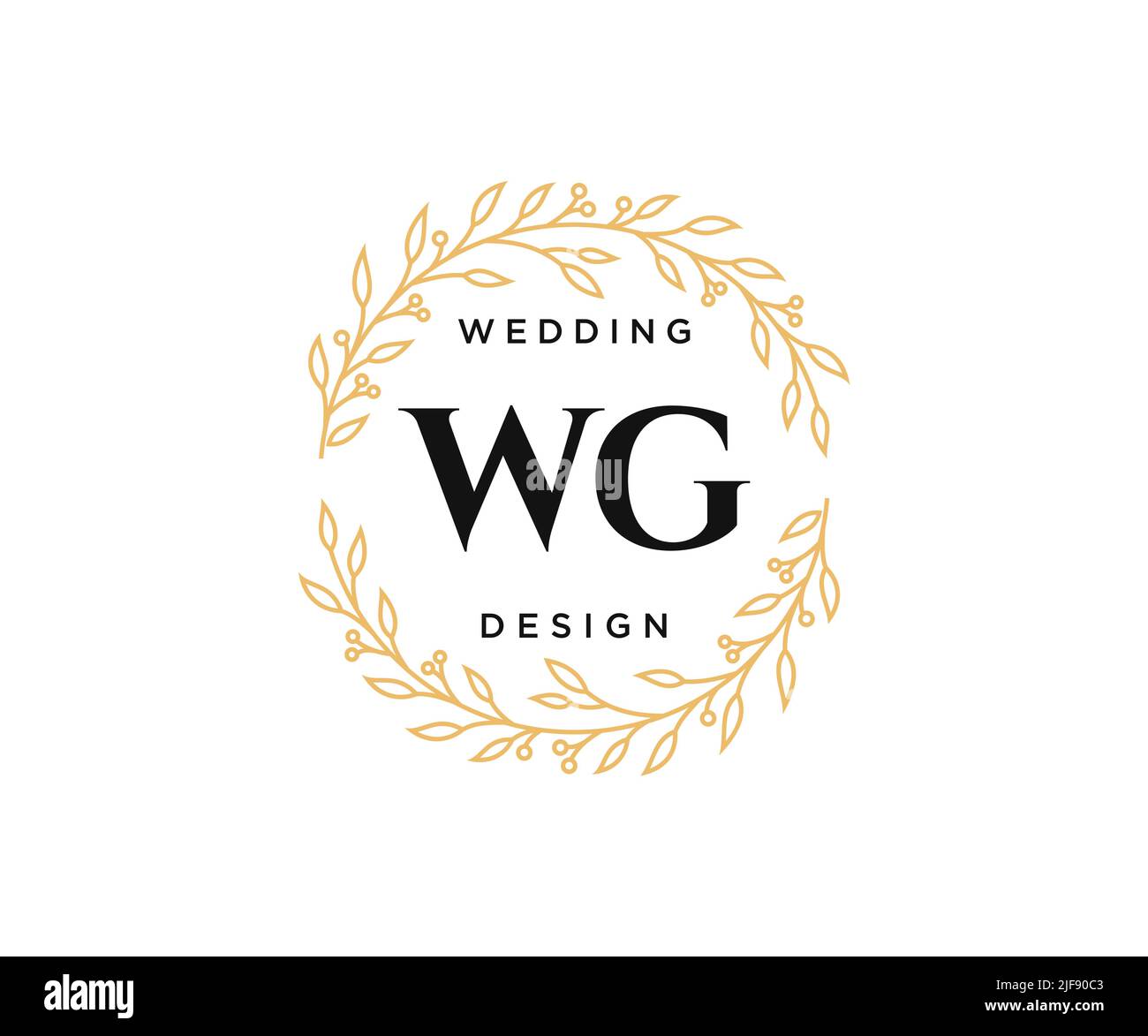 WG Initials letter Wedding monogram logos collection, hand drawn modern ...