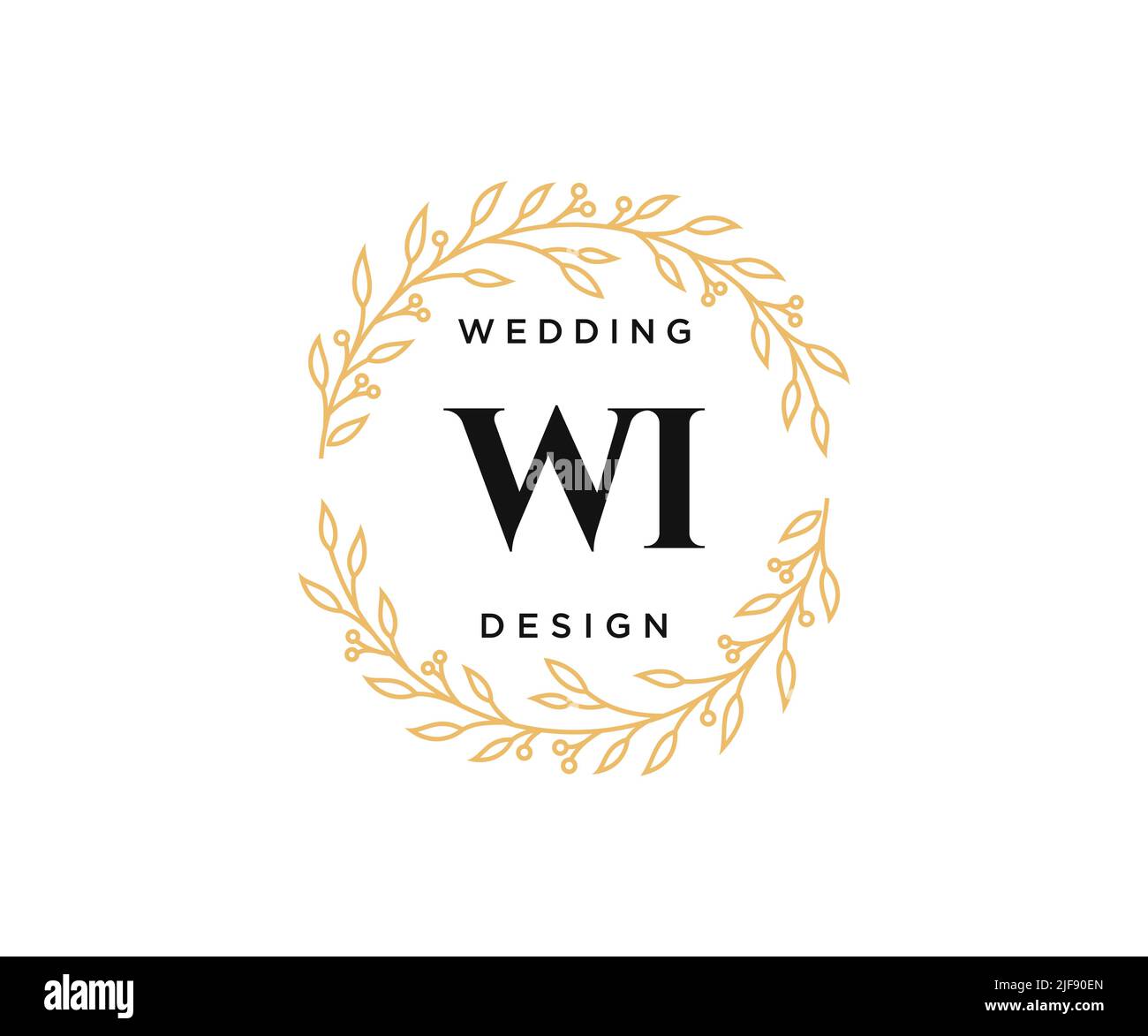 WI Initials letter Wedding monogram logos collection, hand drawn modern ...