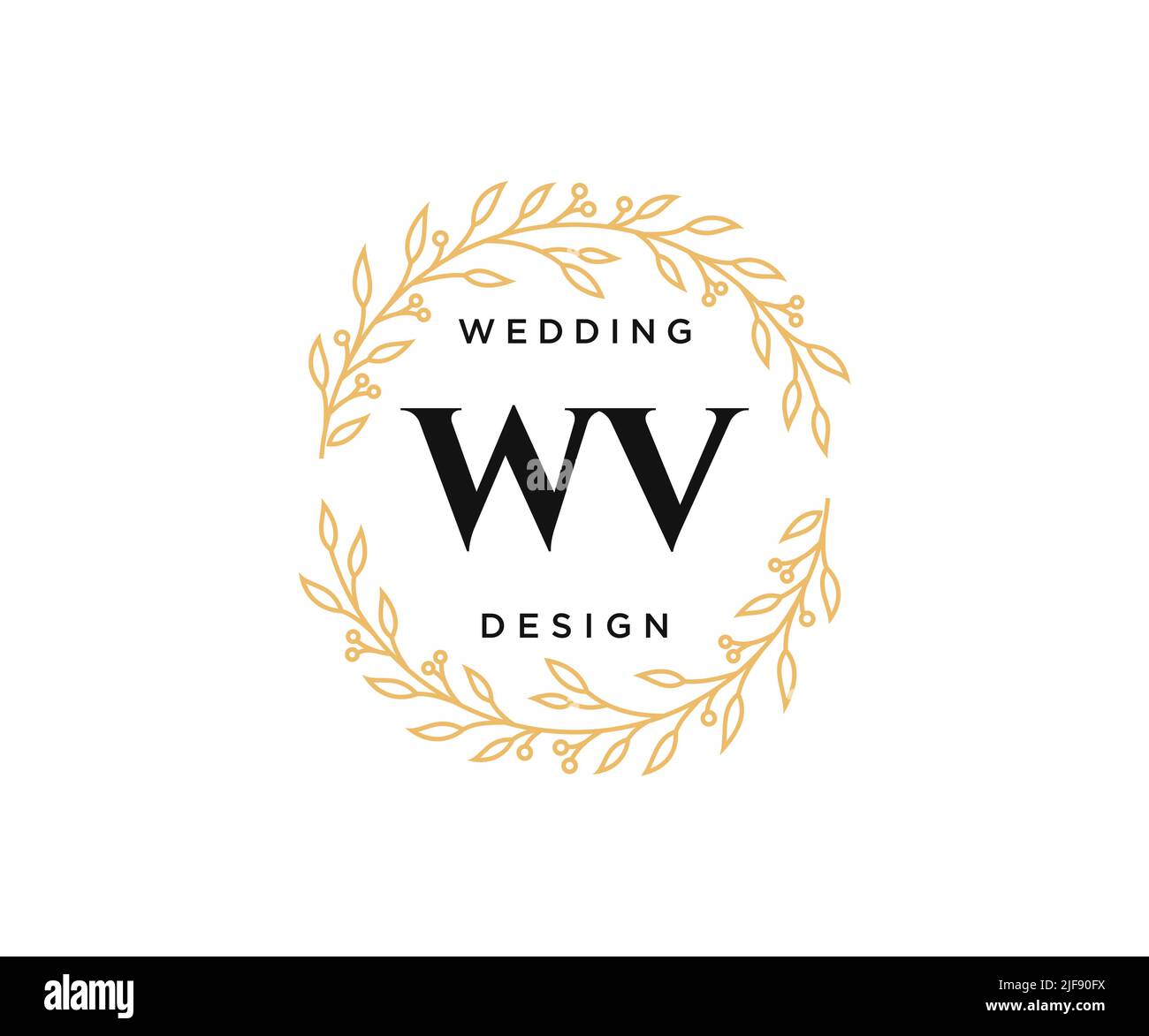 WV Initials letter Wedding monogram logos collection, hand drawn modern ...