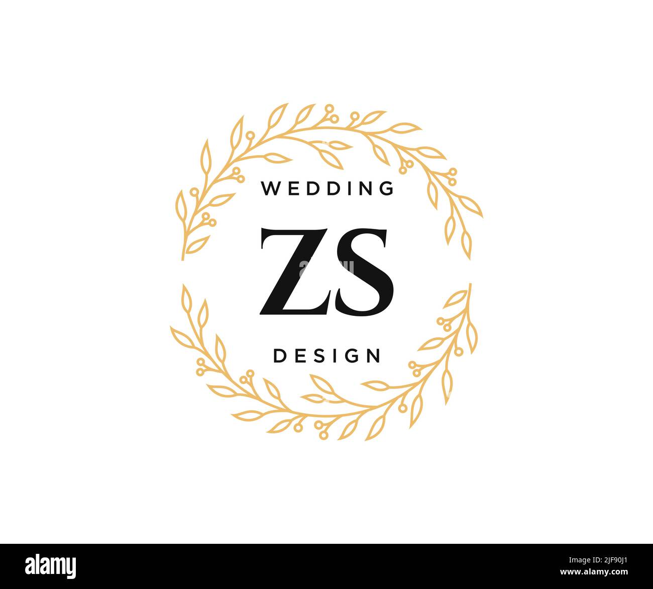 ZS Initials letter Wedding monogram logos collection, hand drawn modern ...