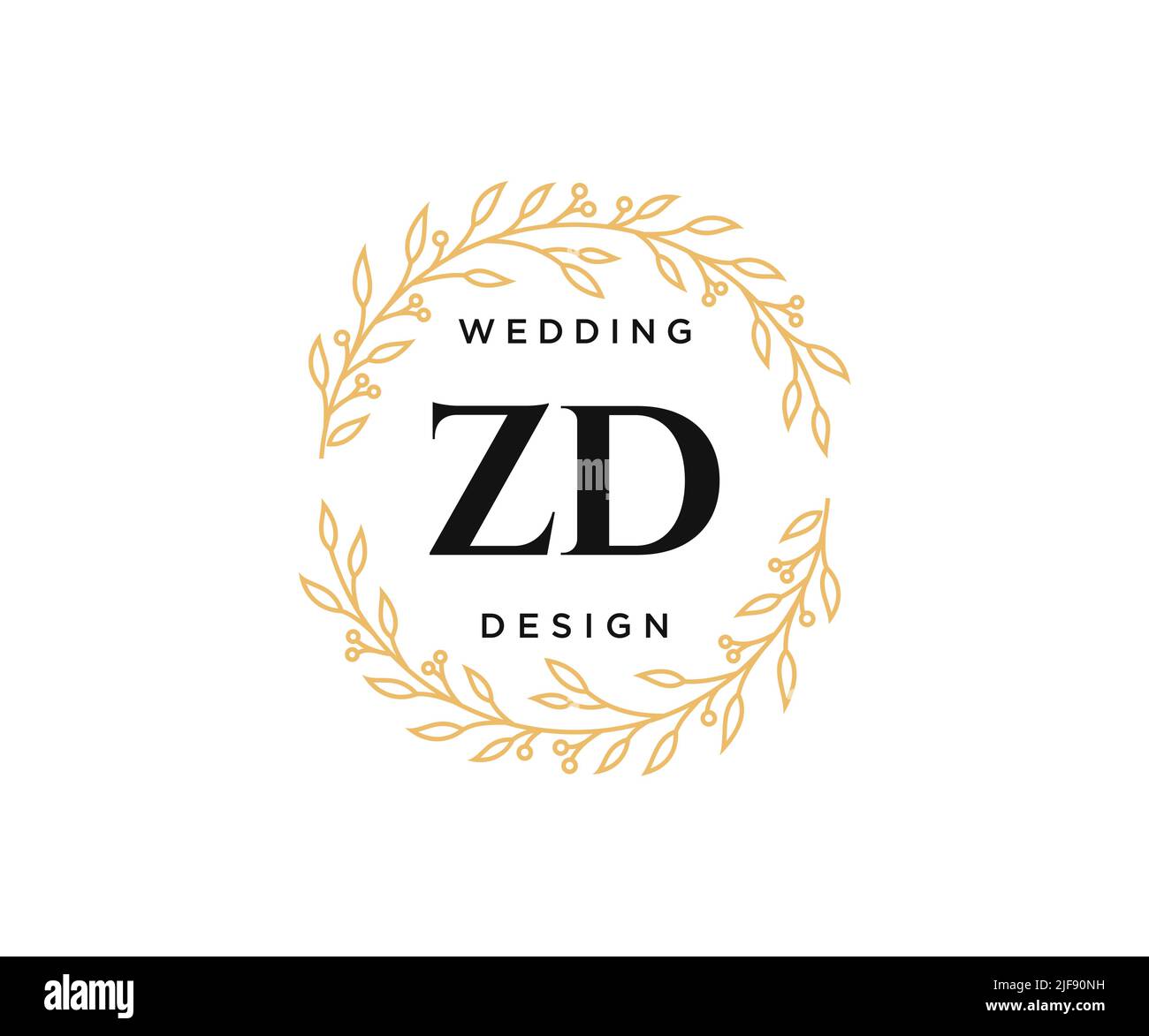 ZD Initials letter Wedding monogram logos collection, hand drawn modern ...