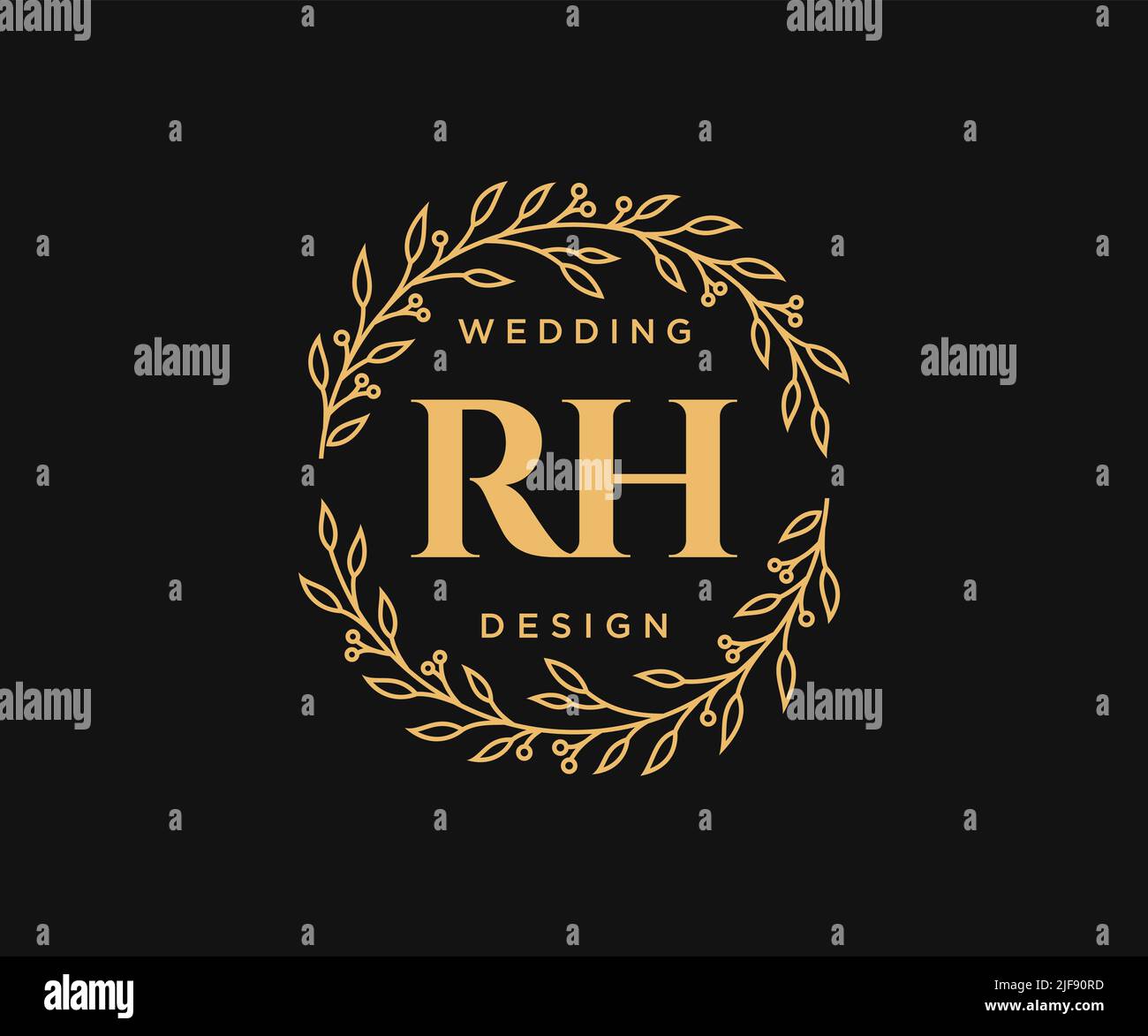 RH Initials letter Wedding monogram logos collection, hand drawn modern ...
