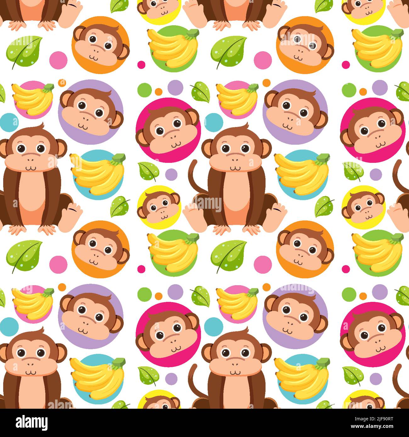 Cute monkey seamless pattern illustration Stock Vector Image & Art - Alamy