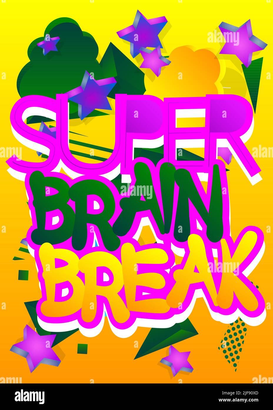 Super Brain Break. Word written with Children's font in cartoon style ...