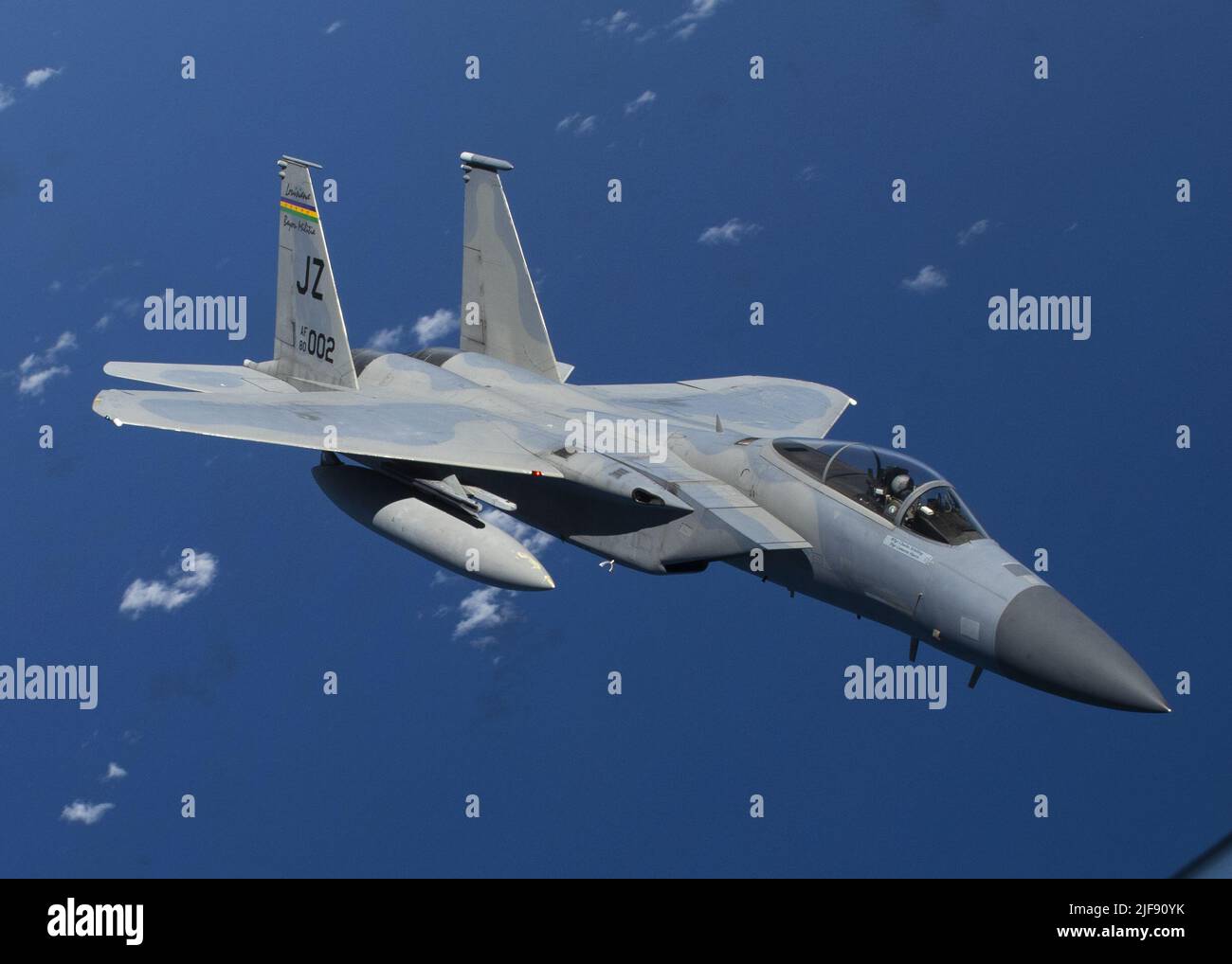 A U.S. Air Force F-15C Eagle from the Louisiana Air National Guard's 159th Fighter Wing flies in ...