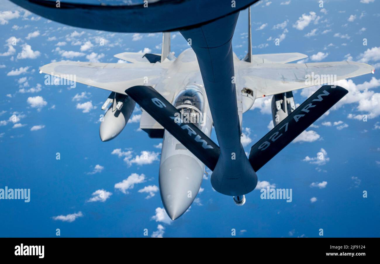 A U.S. Air Force F-15 Eagle assigned to the Louisiana Air National Guard's 159th Fighter Wing ...