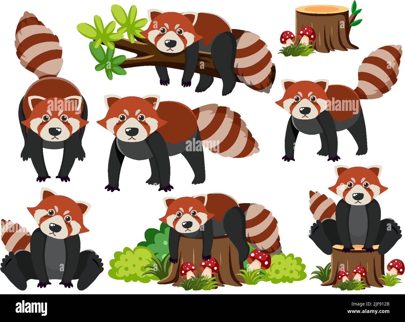 Wild animals set with nature elements illustration Stock Vector Image ...