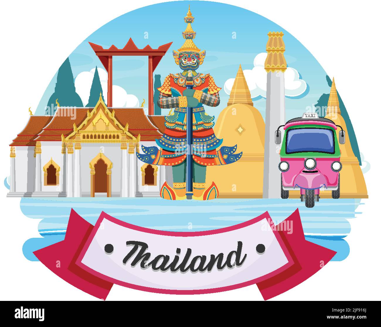 Bangkok Thailand Landmark Logo Banner illustration Stock Vector Image ...