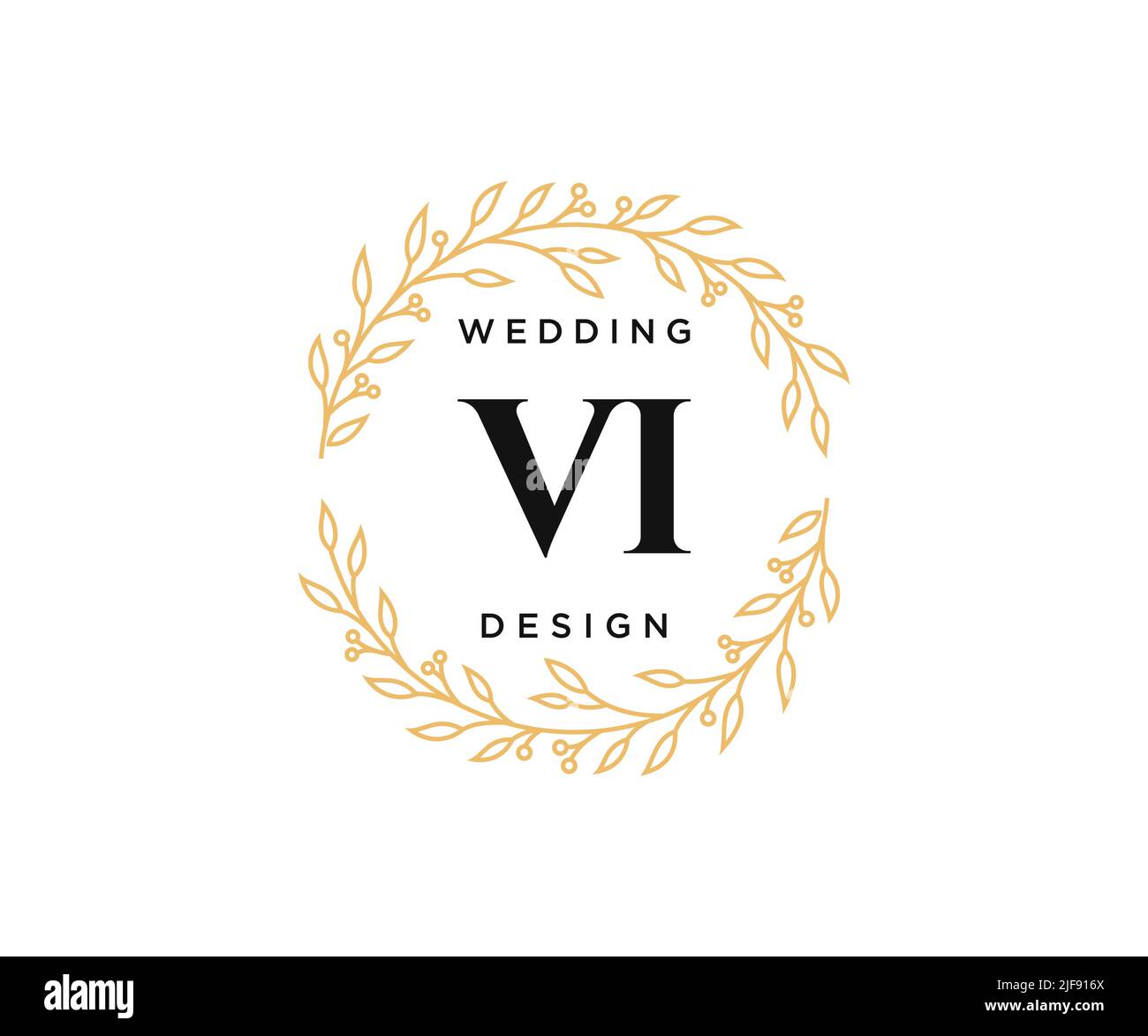 VI Initials letter Wedding monogram logos collection, hand drawn modern ...