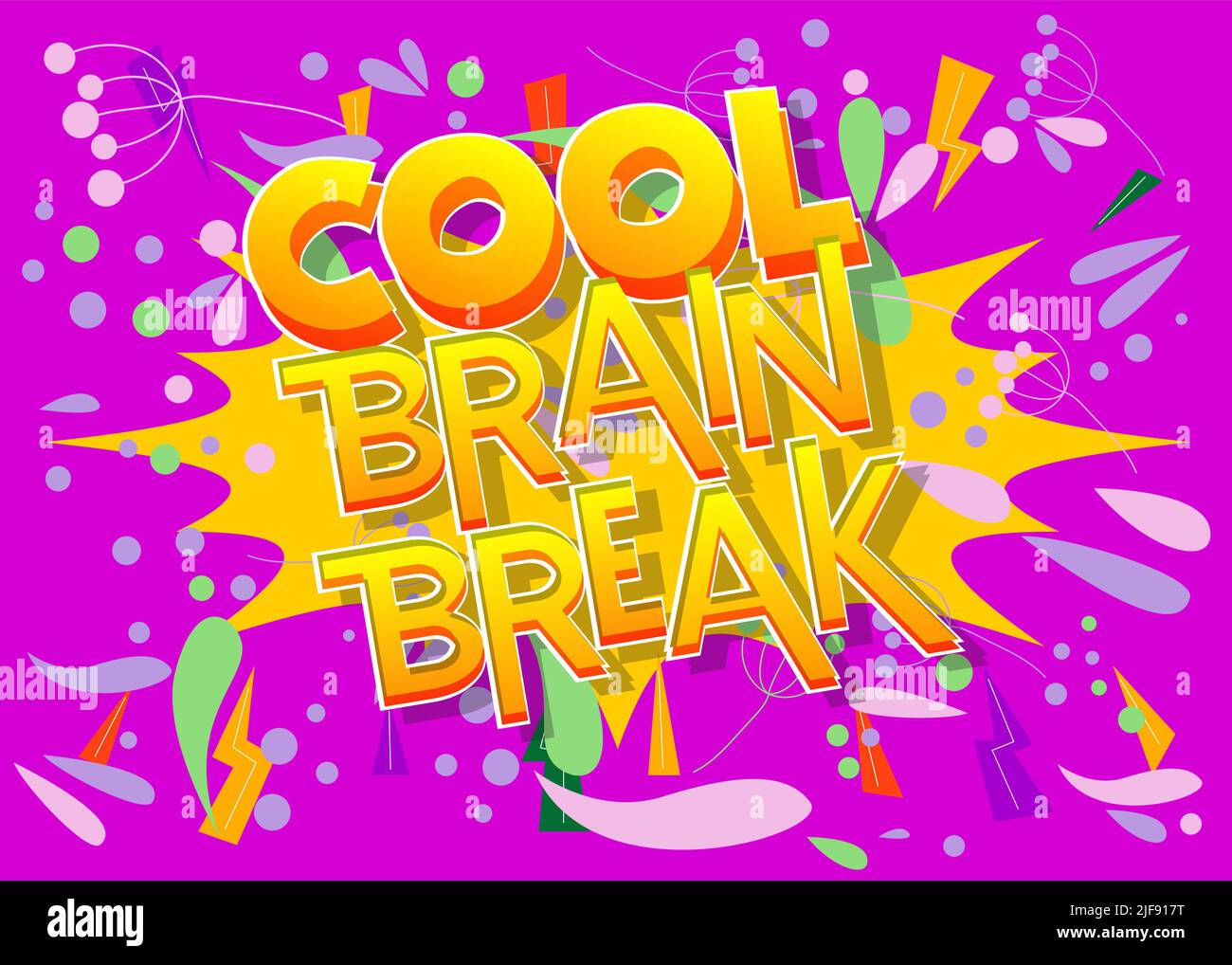 Cool Brain Break. Word written with Children's font in cartoon style ...