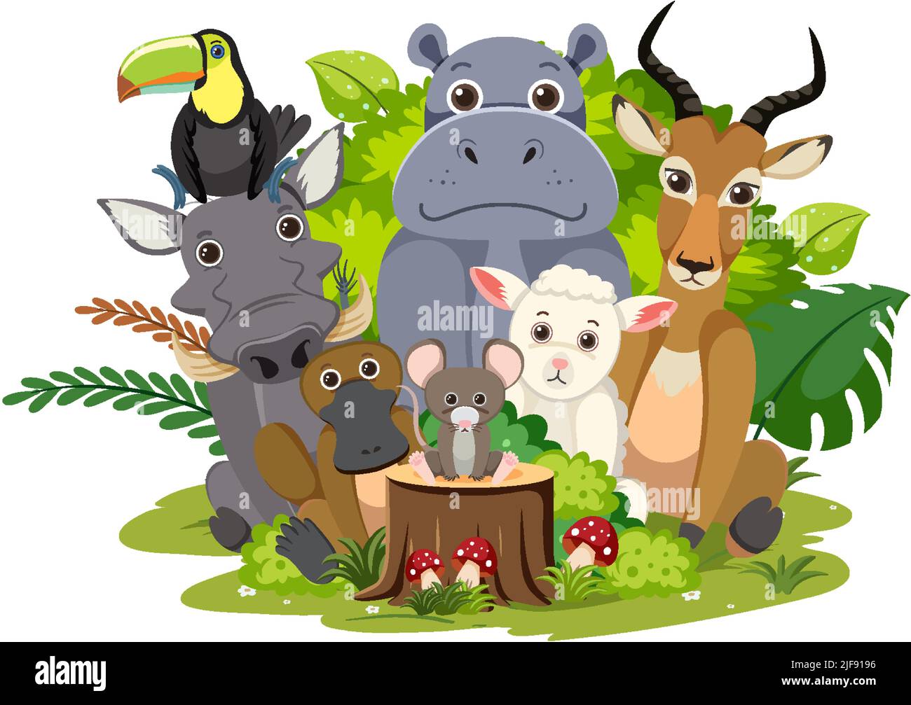Wild animal group on white background illustration Stock Vector Image ...