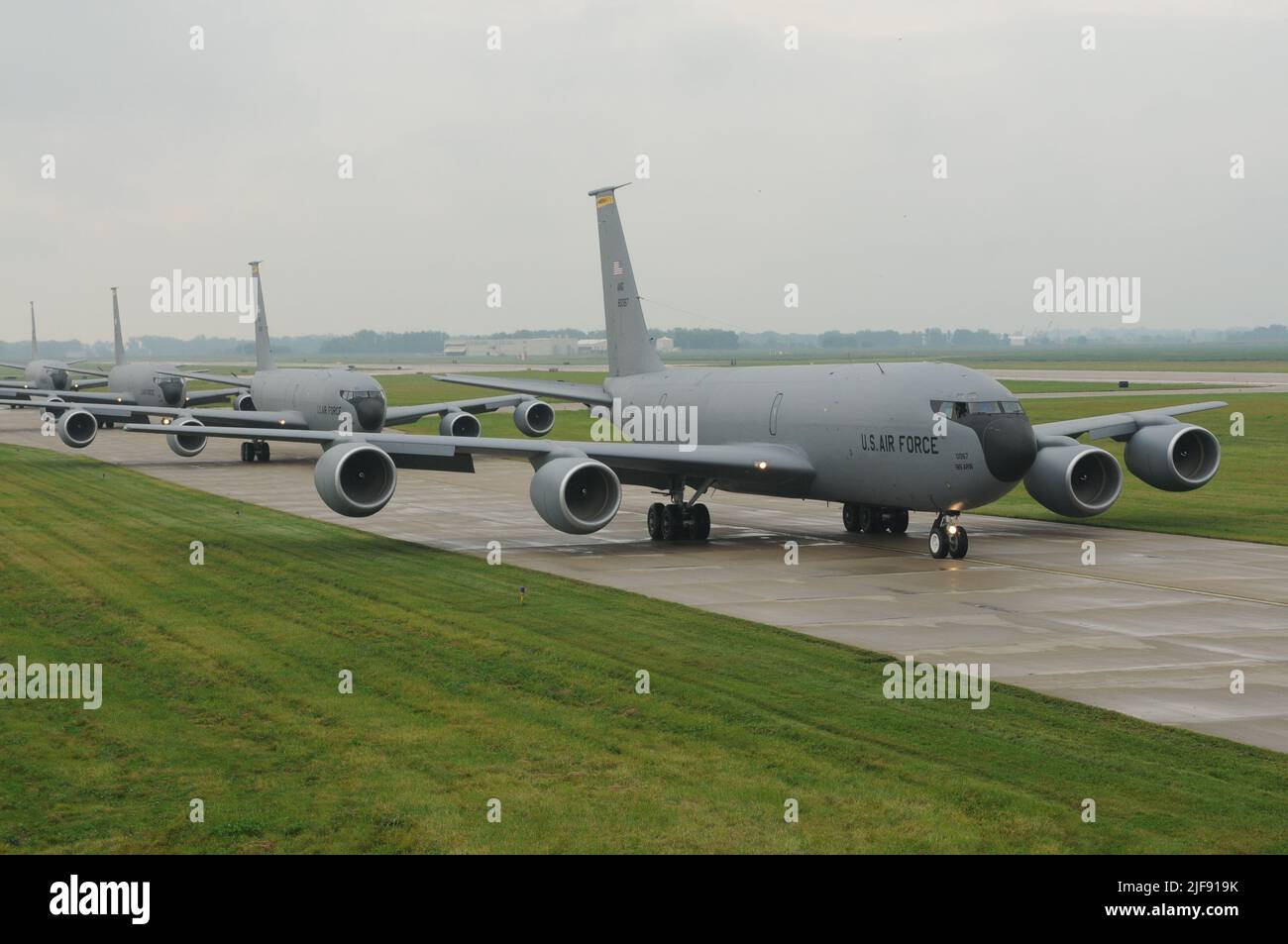 Commonly known as an “Elephant Walk,” a group of four U.S. Air Force KC-135 Stratotanker ...