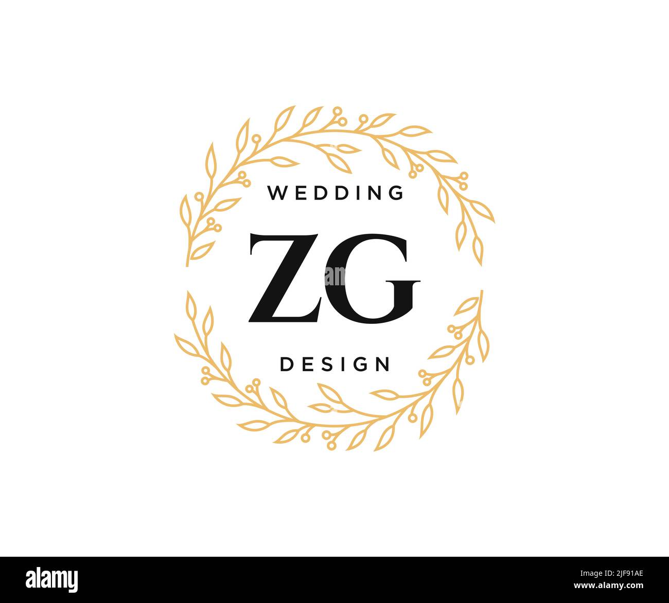 ZG Initials letter Wedding monogram logos collection, hand drawn modern ...