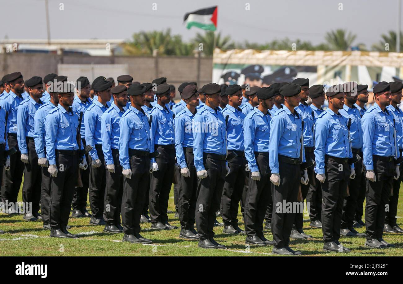 Gaza, Palestine. 30th June, 2022. Palestinian Police officers take part ...