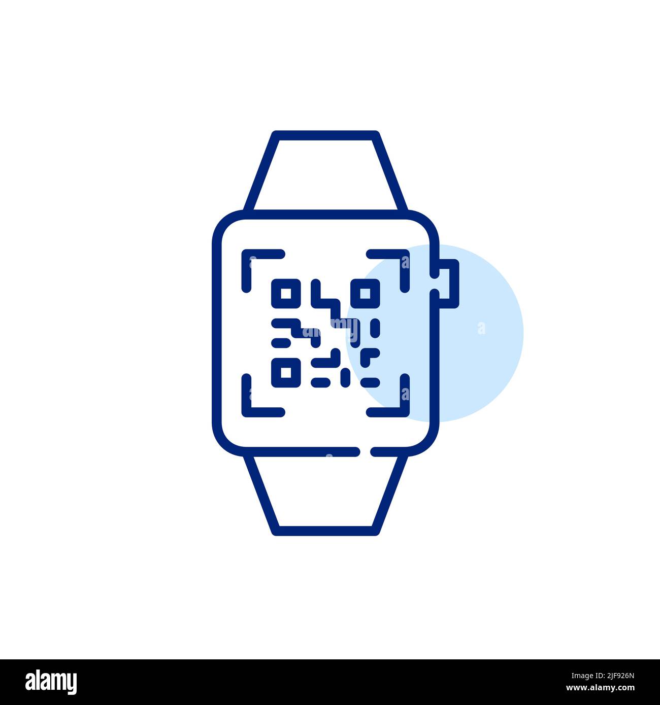 Smart watch scanning a qr code. Pixel perfect, editable stroke line art ...