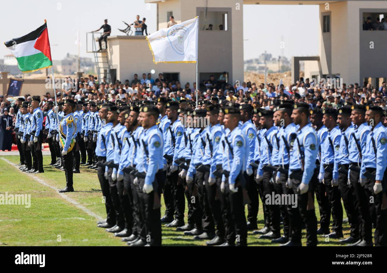 Gaza, Palestine. 30th June, 2022. Palestinian Police officers take part ...