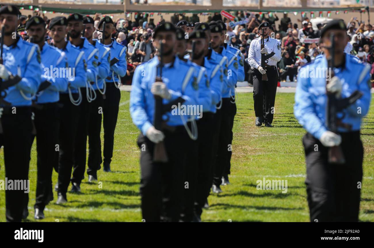 Gaza, Palestine. 30th June, 2022. Palestinian Police officers take part ...
