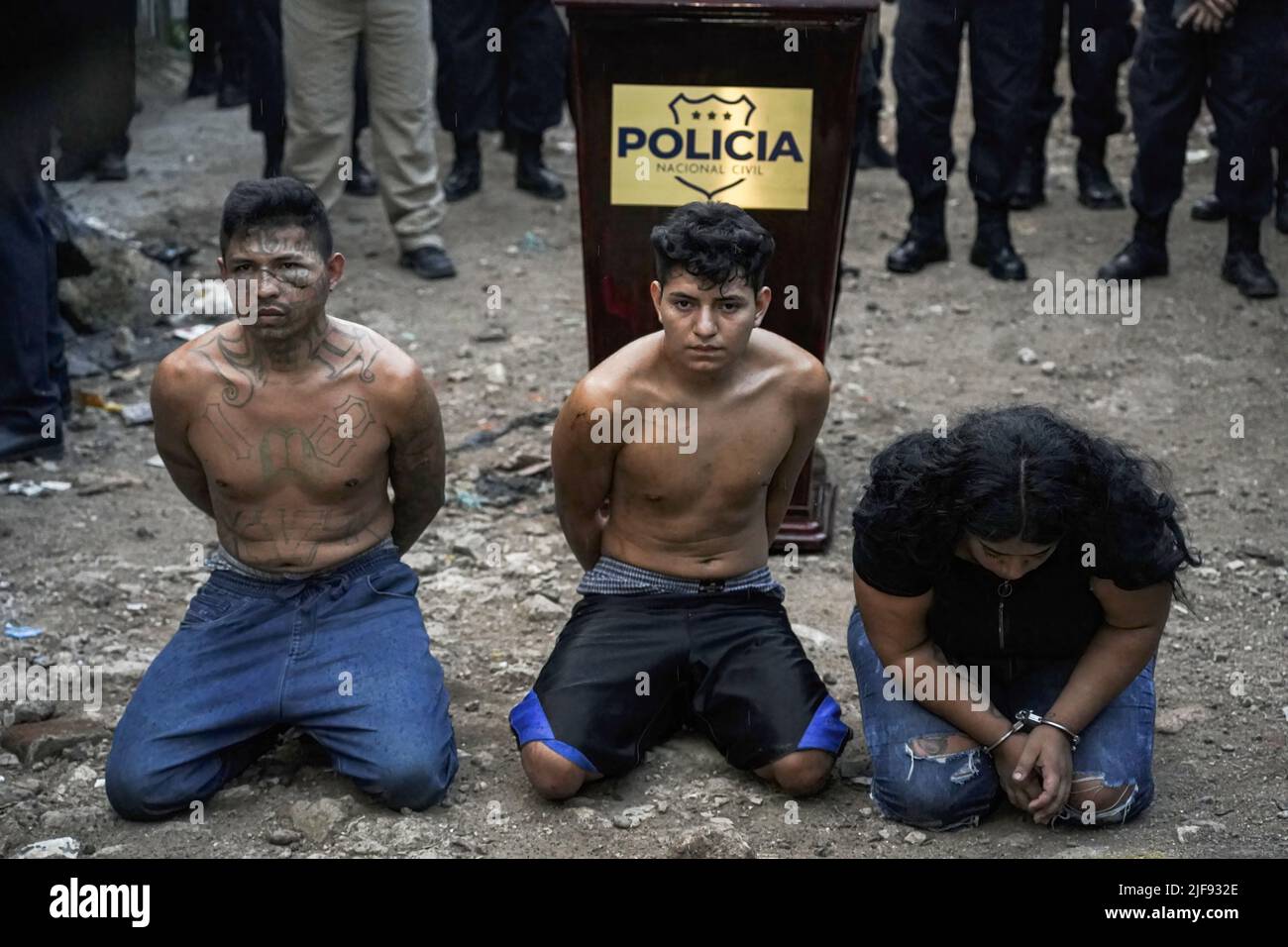 Santa Ana, El Salvador. 30th June, 2022. Members of the Barrio 18 ...