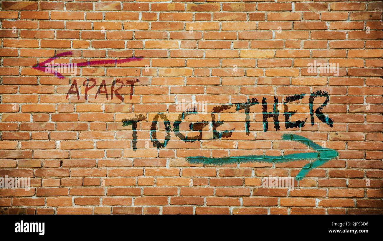 Street Sign the Direction Way to Together versus Apart Stock Photo - Alamy