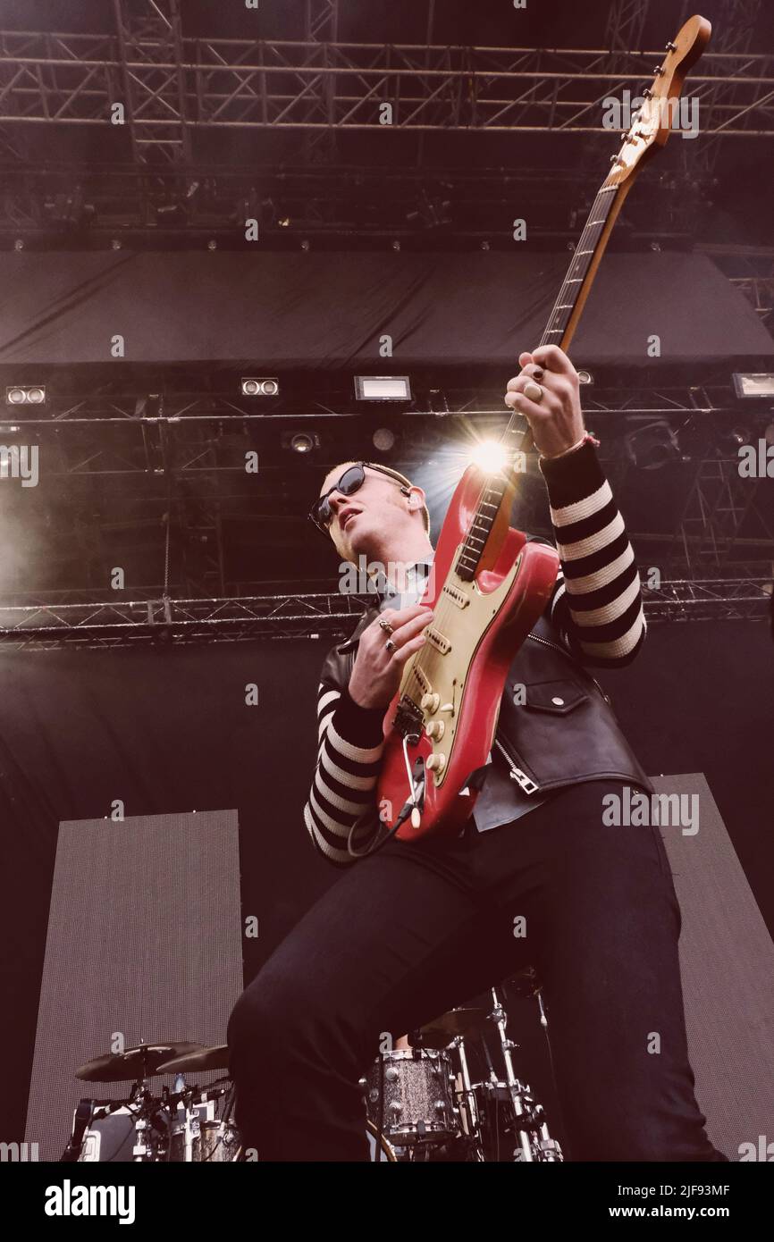 Alex Trimble of Two Door Cinema Club performs at Popaganda Festival in ...