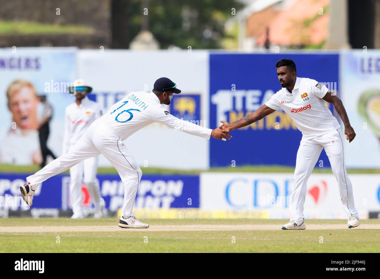 Galle, Sri Lanka. 1st July 2022. Sri Lanka's Asitha Fernando celebrates ...