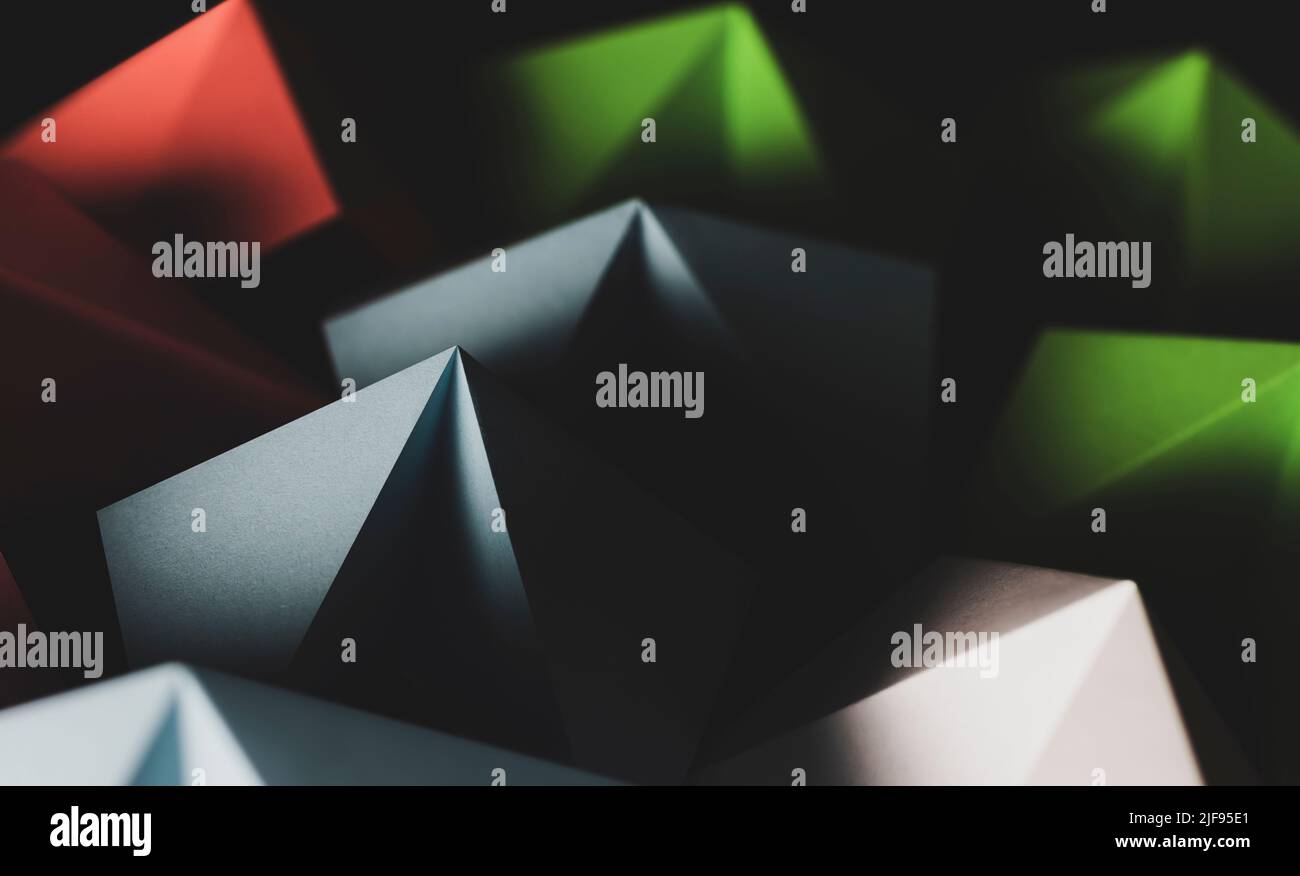 Geometric shapes made colorful paper, 3d illustration Stock Photo - Alamy