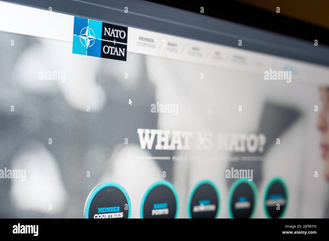 NATO homepage on PC screen. North Atlantic Treaty Organization, North ...