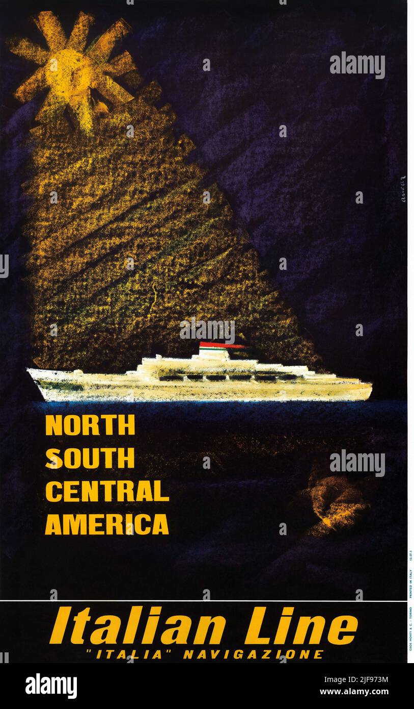Italian Line. Nort, South, Central America. Artist unknown. Poster ...