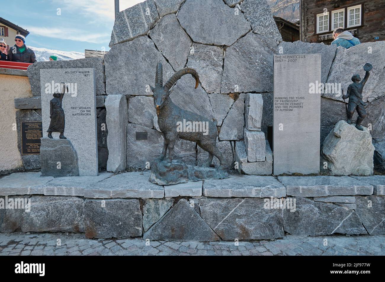 A landscape around the city center of Zermatt, a mountain resort city ...