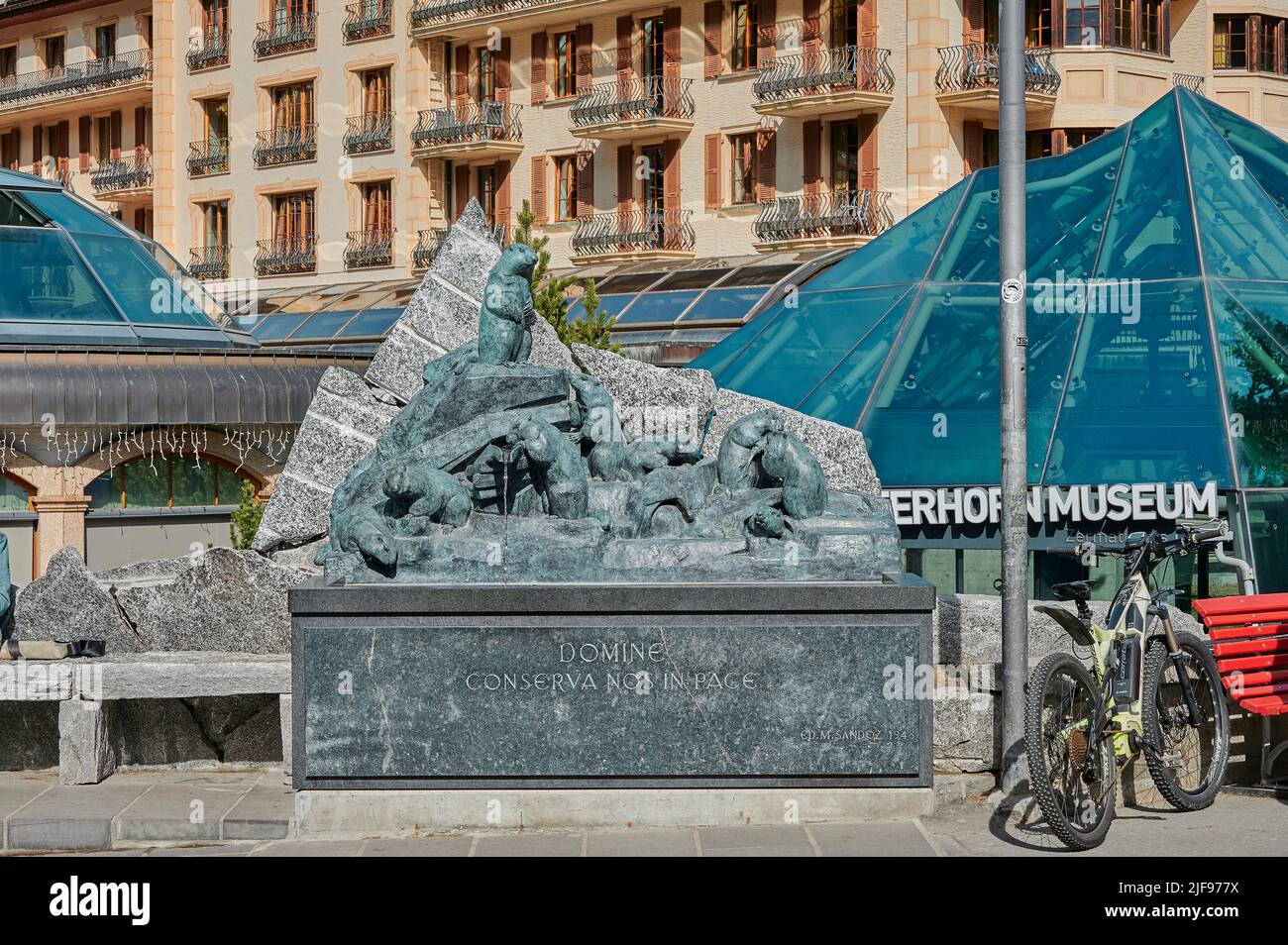 A landscape around the city center of Zermatt, a mountain resort city ...