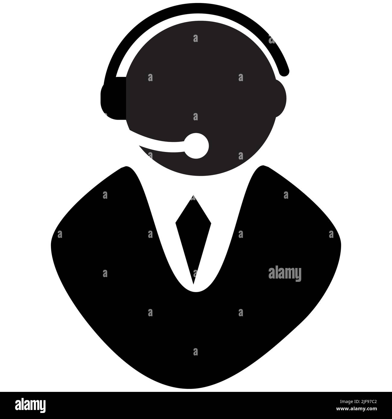 call center icon on white background. call center worker with headset ...