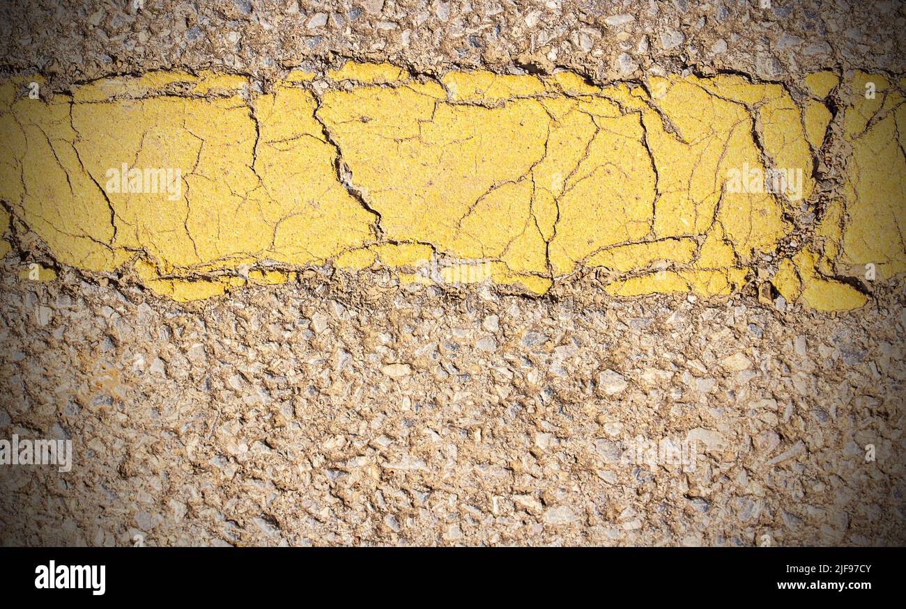 Close up yellow line on road texture and background for any design ...