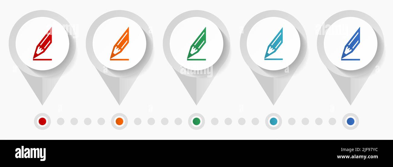Pencil concept vector icons, editable infographic template, set of ...