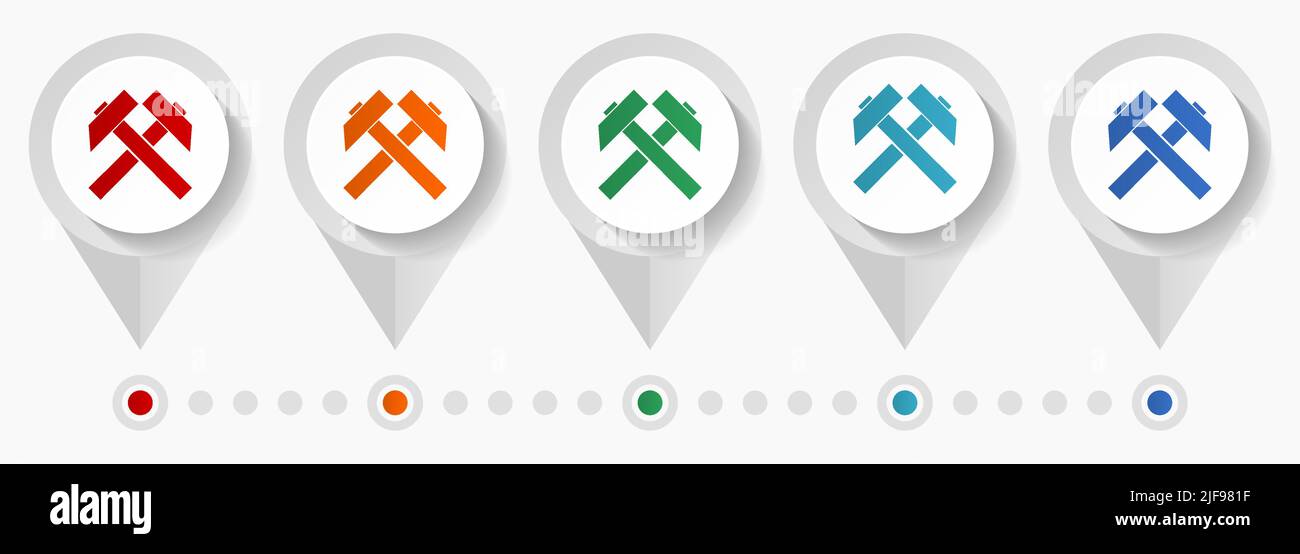 Mining concept vector icons, editable infographic template, set of ...
