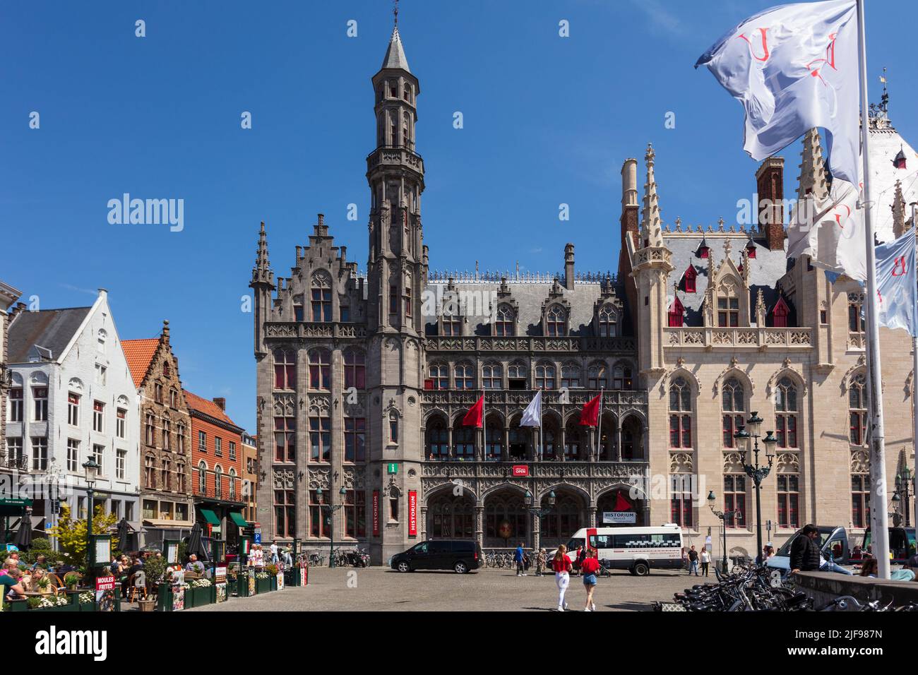 Gothic building in Market Square. Bruges. Belgium Stock Photo - Alamy